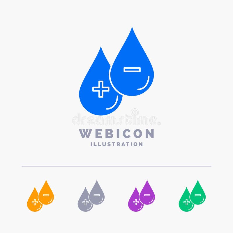 Blood, Drop, Liquid, Plus, Minus 5 Color Glyph Web Icon Template ...