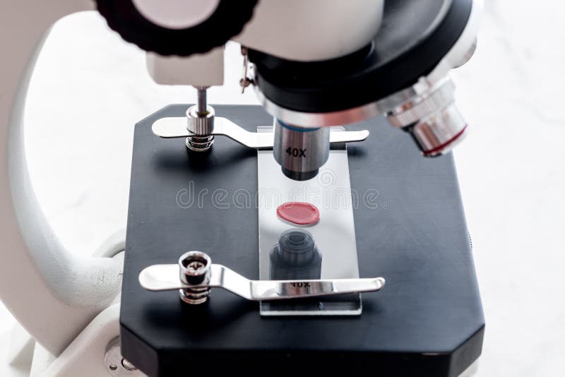Blood Drop Under Microscope On White Background Stock Image - Image of ...
