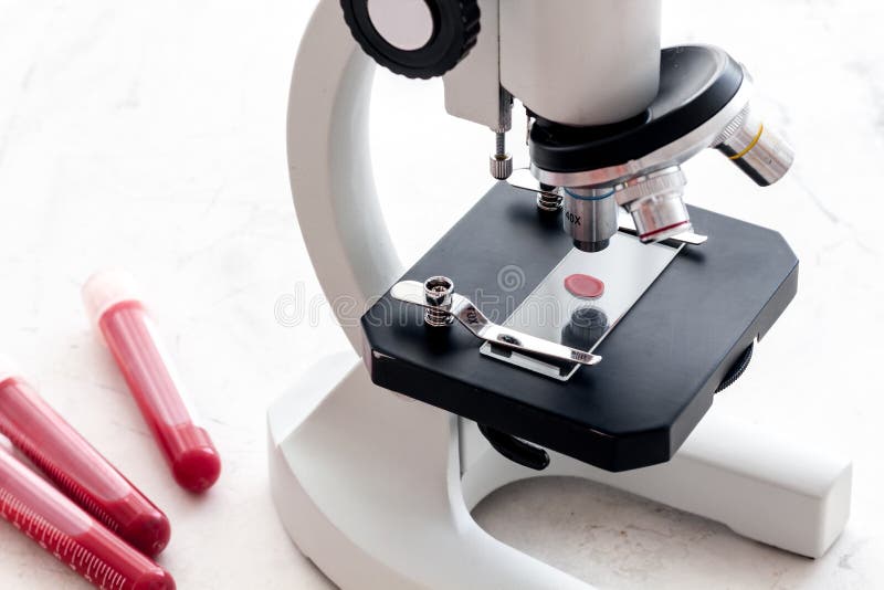 Blood Drop Under Microscope On White Background Stock Image - Image of ...