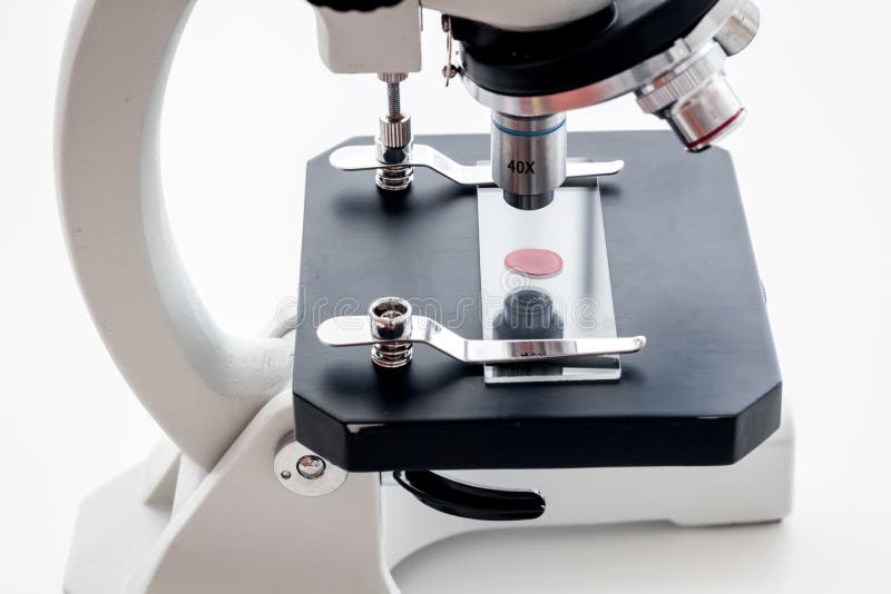 Blood Drop Under Microscope On White Background Stock Image - Image of ...