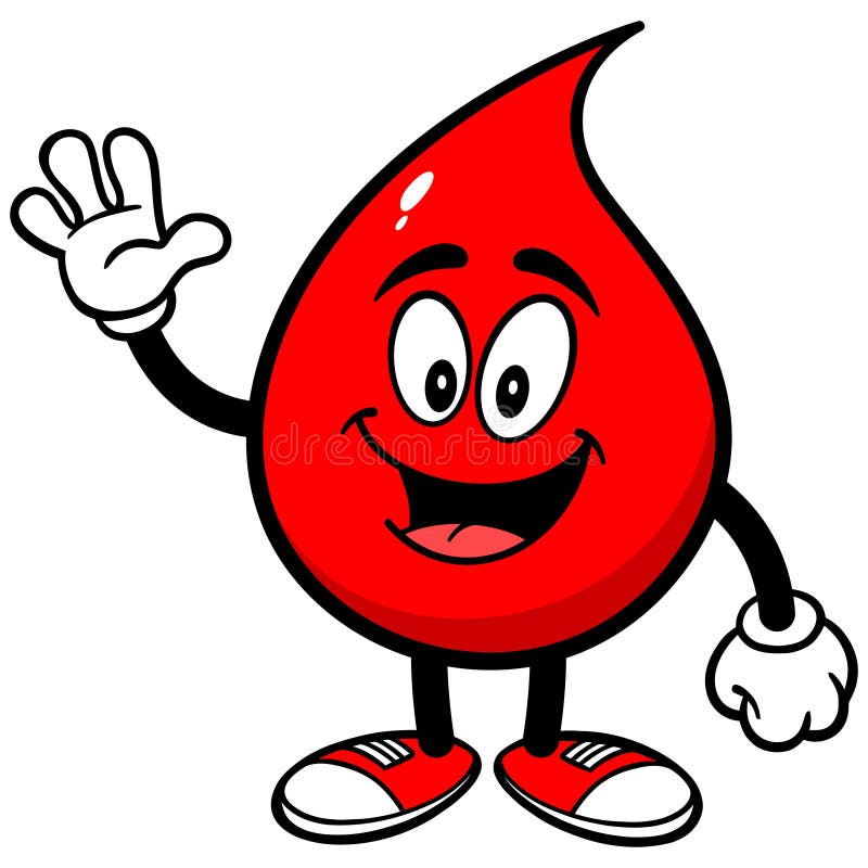 Red Blood Drop Character Chasing with a Syringe Germ or Virus Stock ...