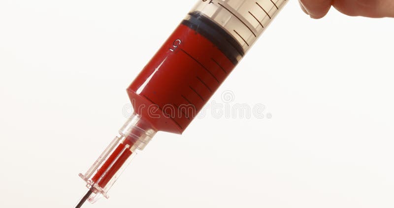 Blood Dropping from Needle Against White Background Stock Photo - Image ...