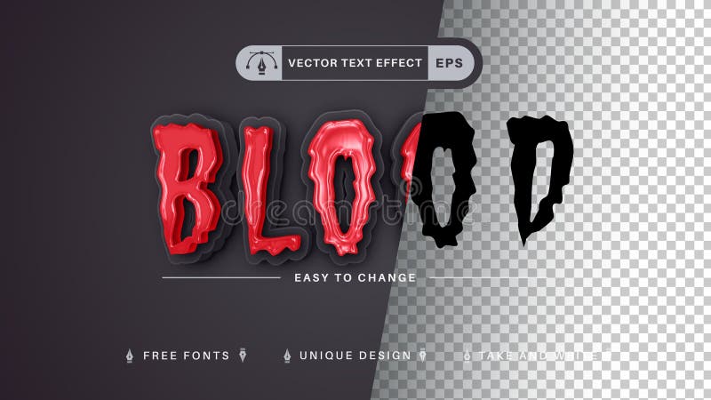 Blood - Editable Text Effect, Font Style Stock Vector - Illustration of ...