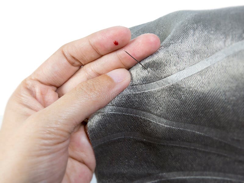 Blood at Finger Accident by Needle from Sewing Stock Image - Image of ...
