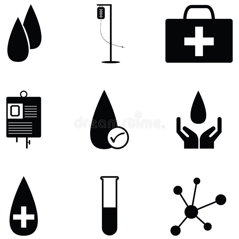 Blood icon set stock vector. Illustration of life, flat - 107346835