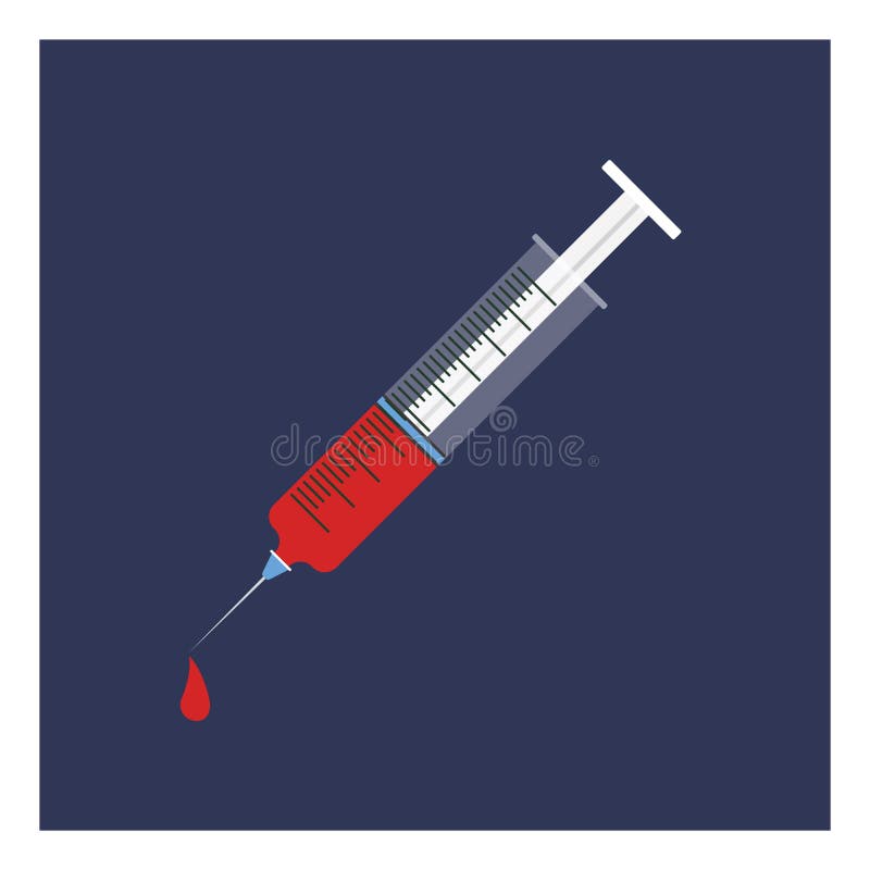 Blood injection, icon stock vector. Illustration of syringe - 261370741