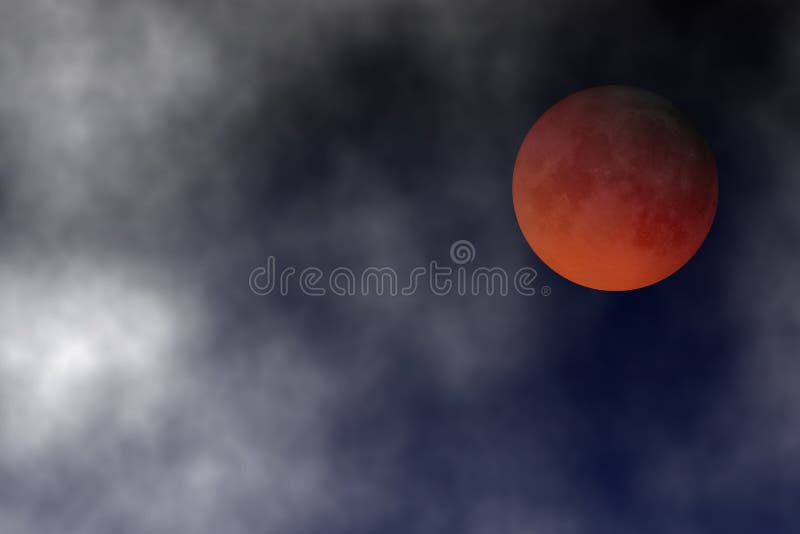 Blood Moon at Night with Cloudy Sky Design Background Stock ...