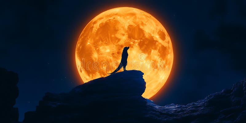 Blood Moon Silhouette Night Sky Art Stock Illustration - Illustration ...