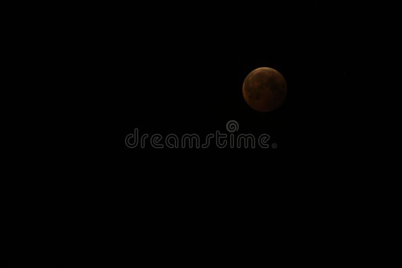 Blood Moon during Total Lunar Eclipse at Night in Mexico Stock Image ...