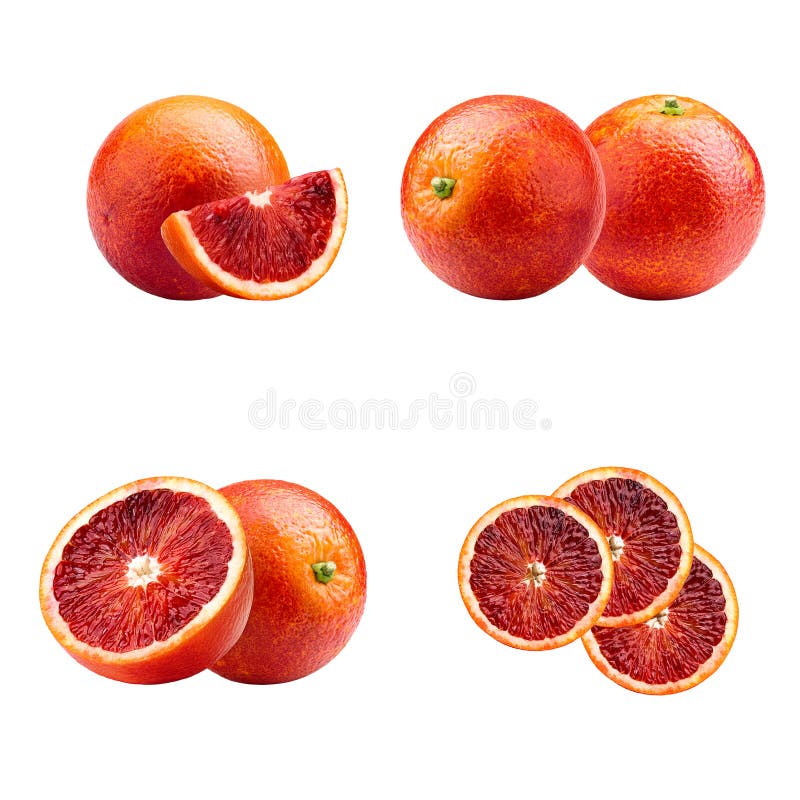 Blood Oranges Collection Isolated on White Background Stock Image ...