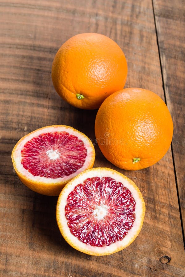 Blood Oranges with Cut Showing Interior Stock Photo - Image of citrus ...