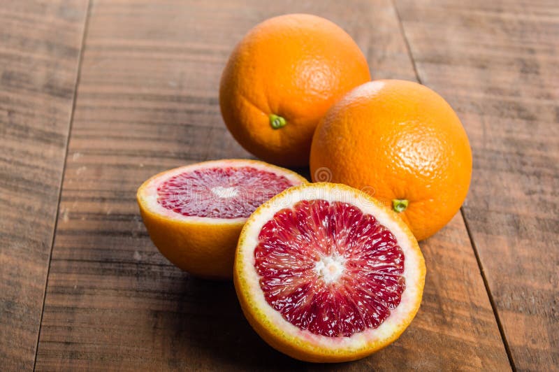 Blood Oranges with Cut Showing Interior Stock Image - Image of tasty ...