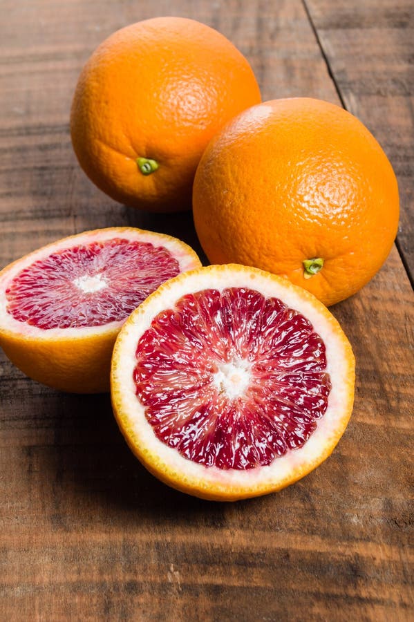 Blood Oranges with Cut Showing Interior Stock Image - Image of sweet ...