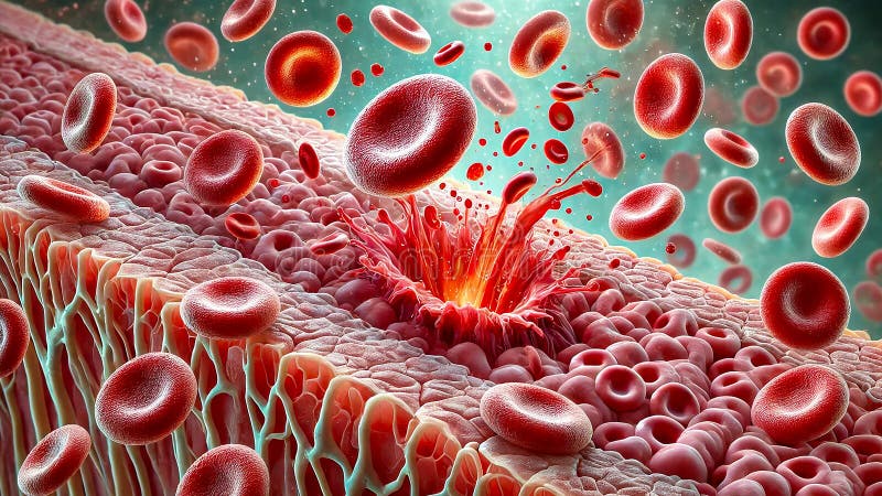 Blood Platelets Repairing a Wound.platelets Aggregating at the Wound ...