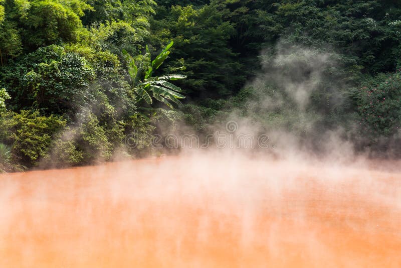 Blood Pond Hotsprings in Beppu Stock Image - Image of destination ...