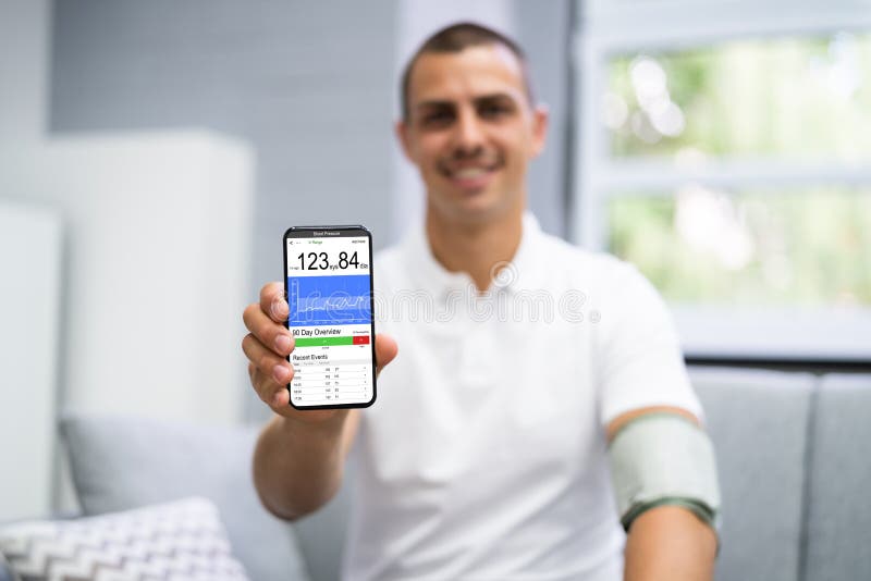 Blood Pressure Check Using Smart Monitor Stock Photo - Image of care ...