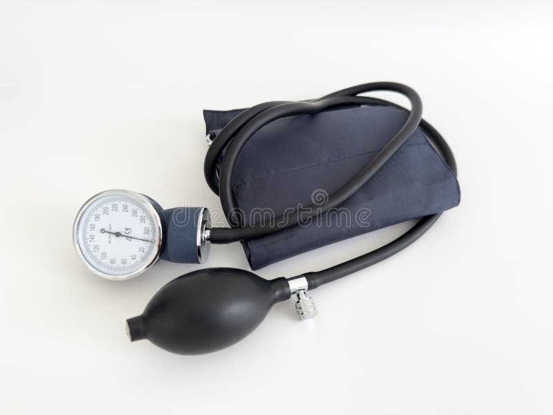 Blood Pressure Monitor with Cuff Displayed on Plain Background Stock ...