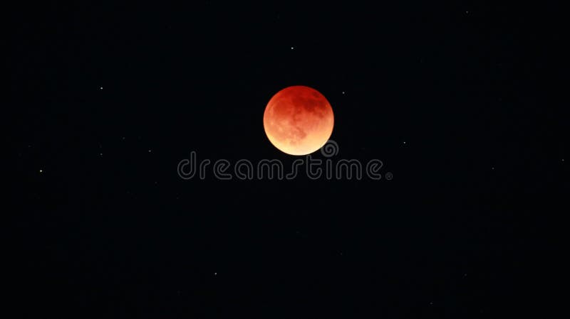 Blood-red Eclipse of the Moon in the Night Sky with Shining Stars Stock ...