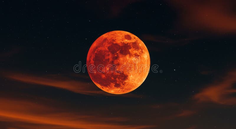 Blood Red Full Moon Night Sky Stock Illustration - Illustration of view ...
