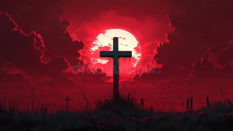 Blood Red Moon Over Gothic Graveyard Night Stock Photos - Free ...