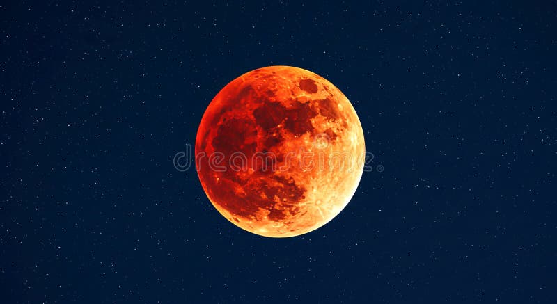Blood-red Moon during the Total Lunar Eclipse. Stock Illustration ...