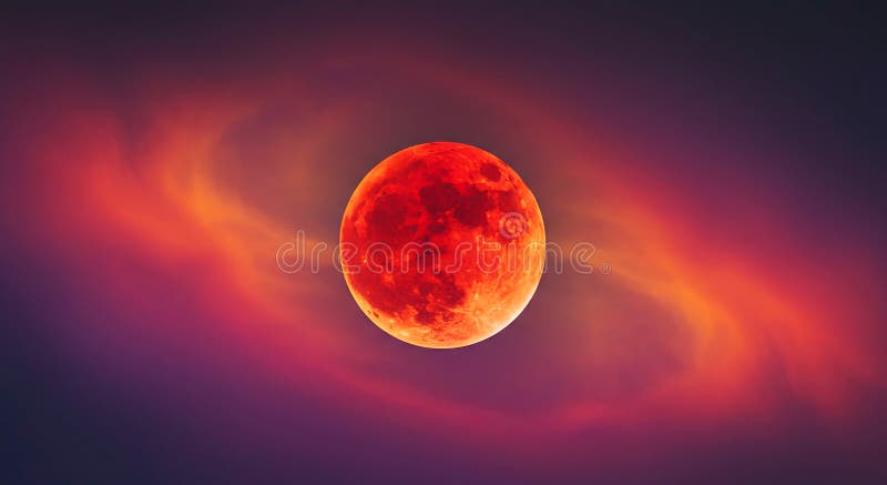 Blood-red Moon during the Total Lunar Eclipse. Stock Illustration ...