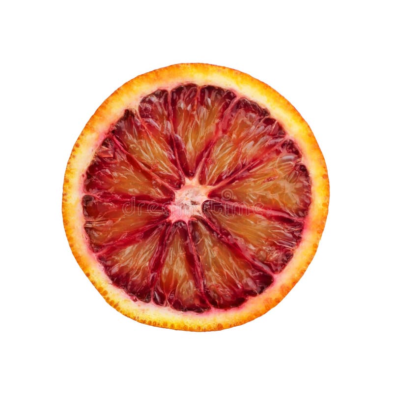 Blood Red Orange Slice on White, Path Stock Photo - Image of white ...