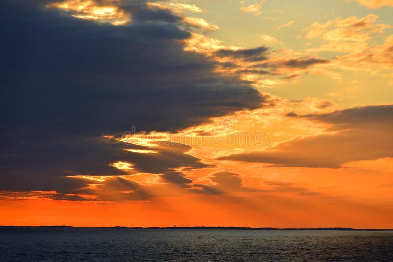 Blood-red Sunset. Last Rays of Sun. Baltic Sea Stock Image - Image of ...
