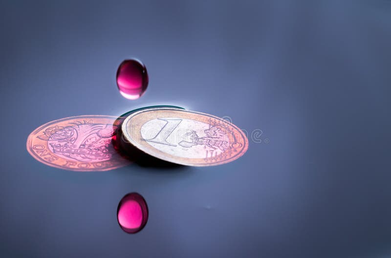 Blood Red Water Drop Falling on Euro Coin Stock Photo - Image of ...
