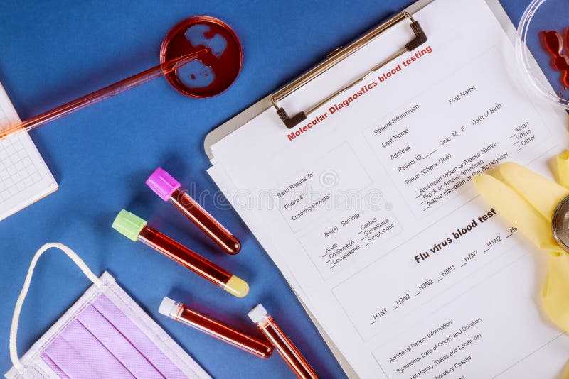 Blood Sample with Flu Virus Check-up Analysis in Laboratory Stock Image ...