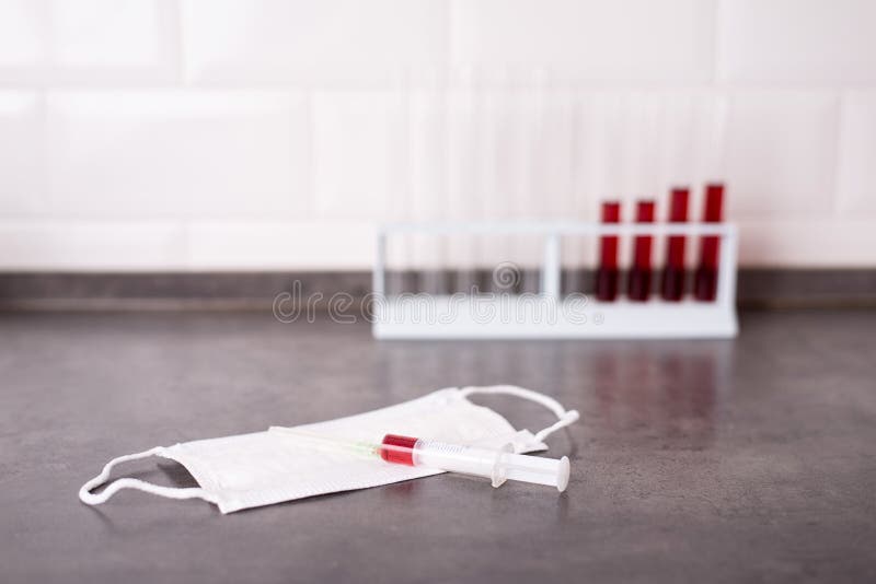 Blood Sample in a Syringe in Laboratory Stock Image - Image of biology ...