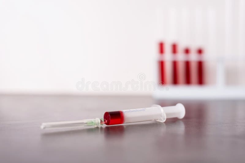 Blood Sample in a Syringe in Laboratory Stock Photo - Image of research ...