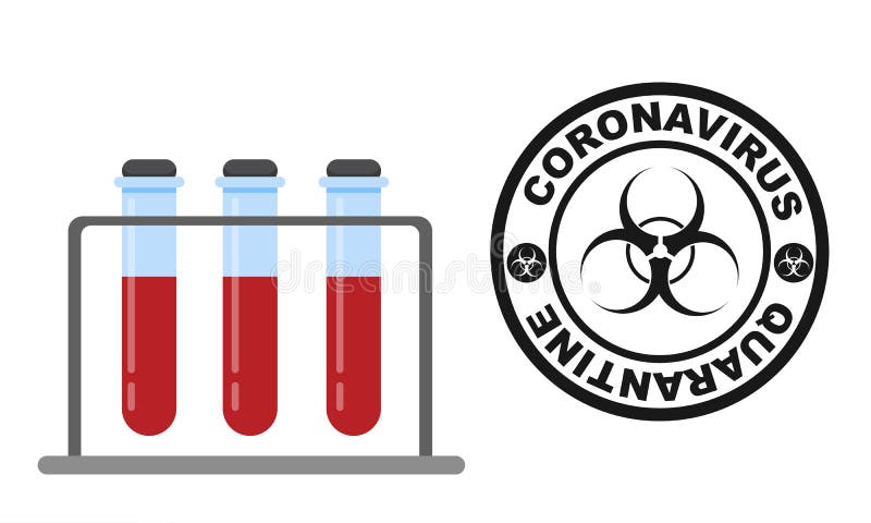 Blood Samples in Test Tubes. Blood Test for Covid-19 with Stamp Stock ...