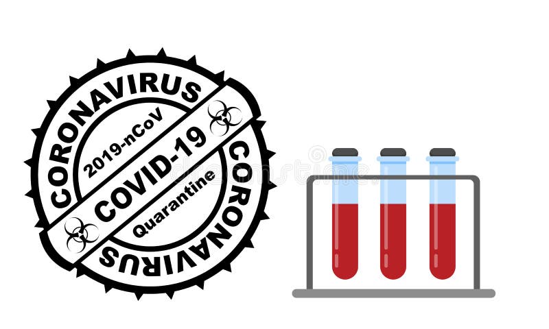 Blood Samples in Test Tubes. Blood Test for Covid-19 with Stamp Stock ...