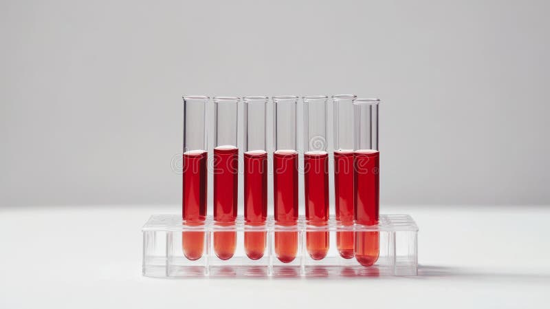 Blood Samples in Test Tubes Placed in Rack for Laboratory Analysis ...