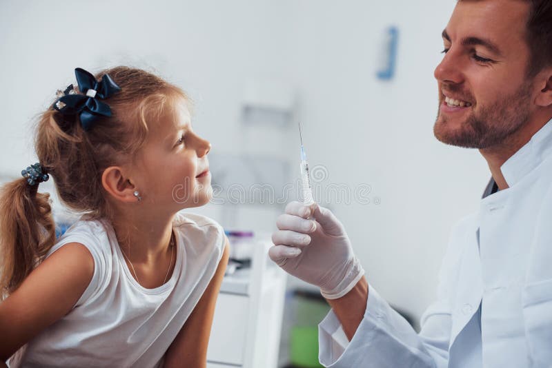 Blood Sampling. Little Girl is in the Clinic with Doctor Stock Image ...