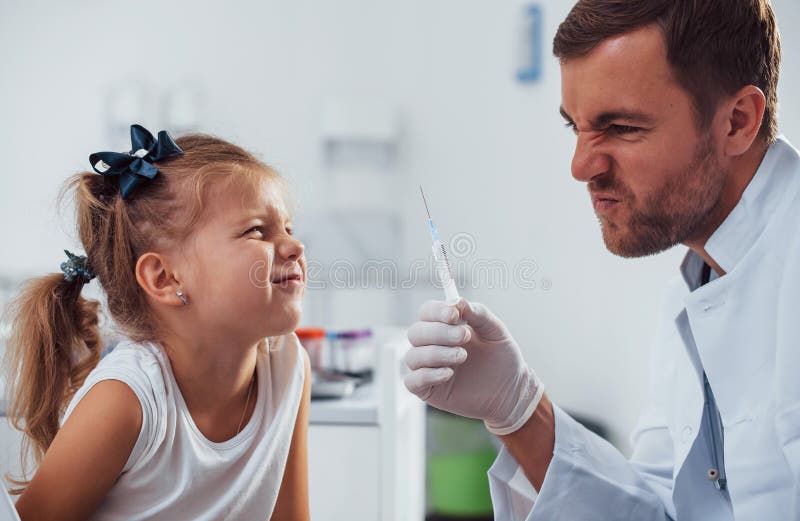 Blood Sampling. Little Girl is in the Clinic with Doctor Stock Photo ...