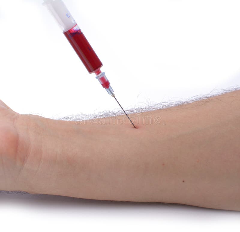 Blood Sampling with Syringe Stock Photo - Image of protection ...