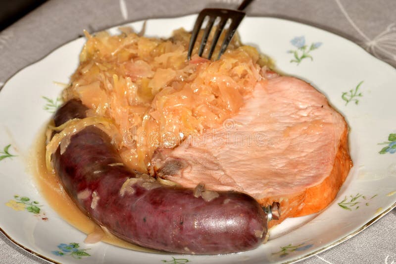Cured Cooked Pork Cutlet String Sauerkraut Stock Photos - Free ...