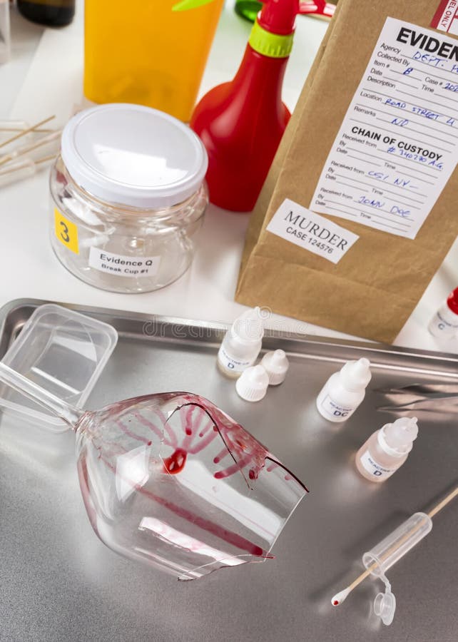 Blood-stained Glass Sample in an Evidence Cup Stock Image - Image of ...