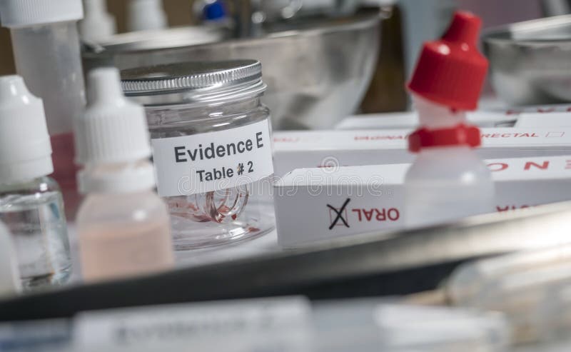 Blood-stained Glass Sample in an Evidence Jar Stock Photo - Image of ...