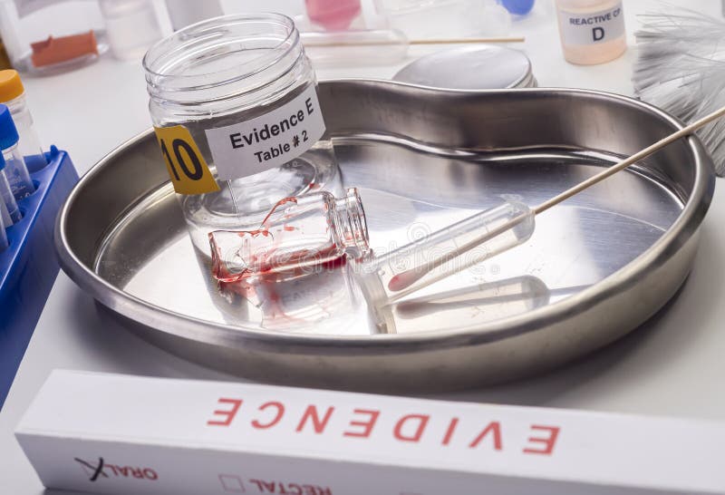 Blood-stained Glass Sample in an Evidence Jar Stock Image - Image of ...