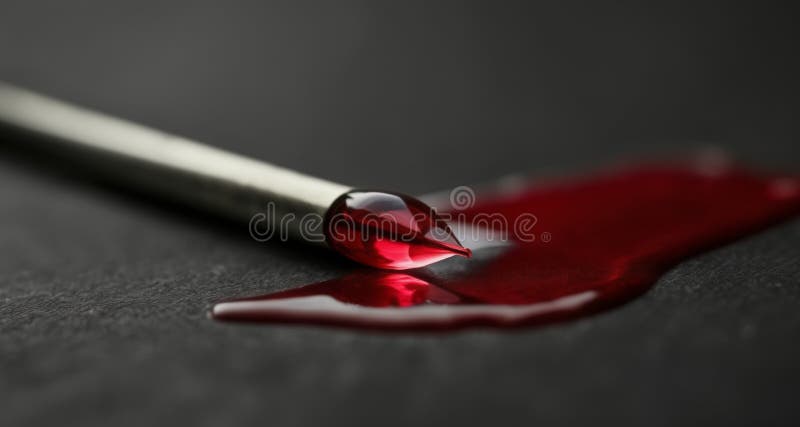 Blood-stained Pen, a Symbol of a Crime Scene Stock Illustration ...