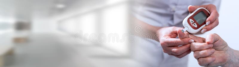 Blood Sugar Level Checking; Panoramic Banner Stock Photo - Image of ...