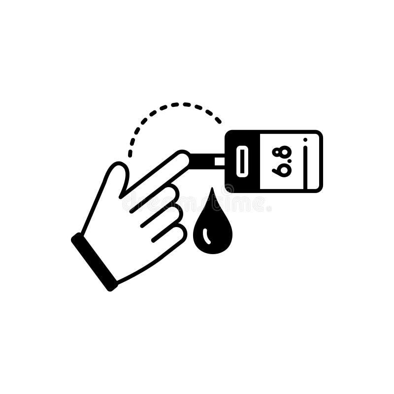 Black Solid Icon for Blood Sugar Test, Machine and Treatment Stock ...