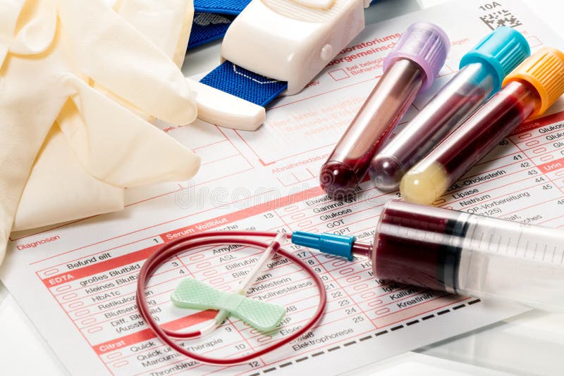 Blood Test, Blood Samples on a Laboratory Form Stock Image - Image of ...