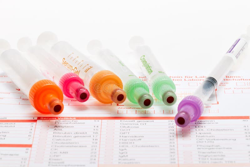Blood Test, Blood Samples on a Laboratory Form Stock Image - Image of ...