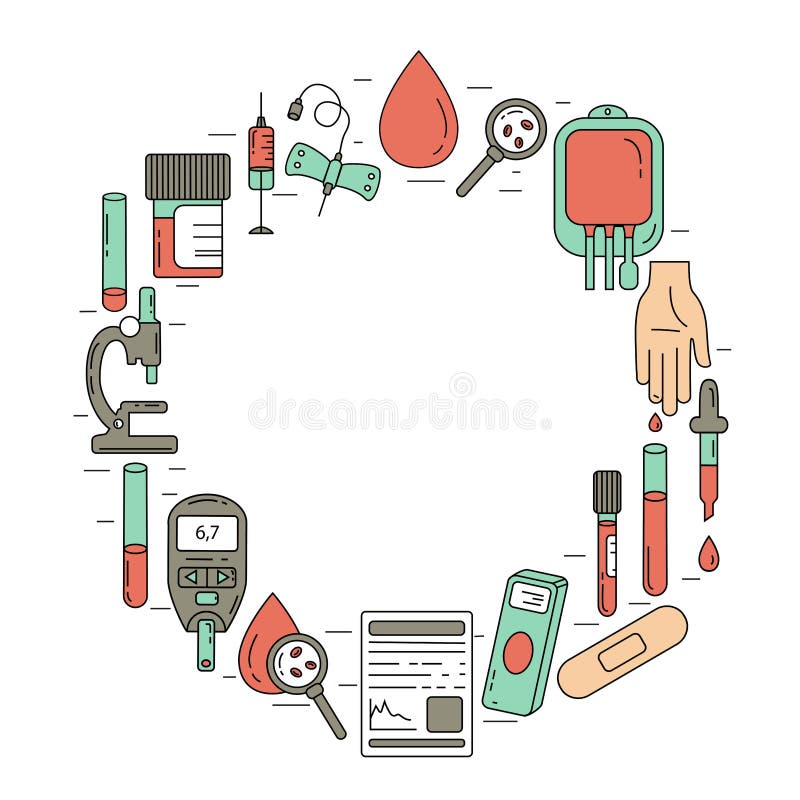 Blood Test Concept. Vector Illustration with Blood Analysis Items Stock ...