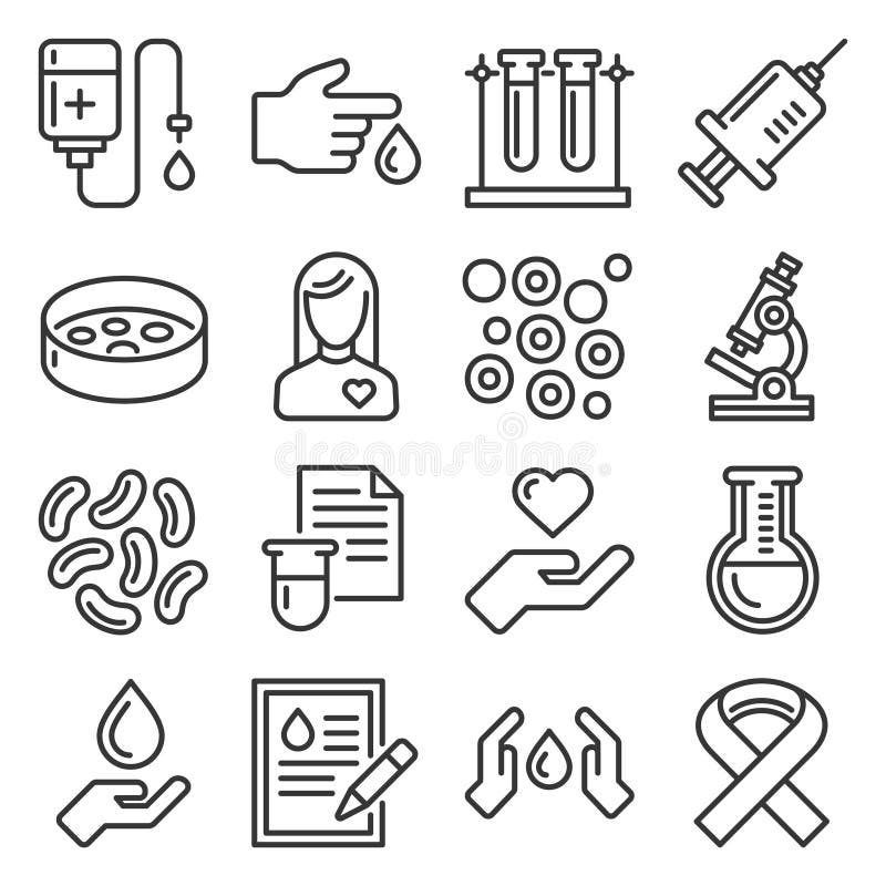 Blood Test and Donation Icons Set. Line Style Vector Stock Vector ...