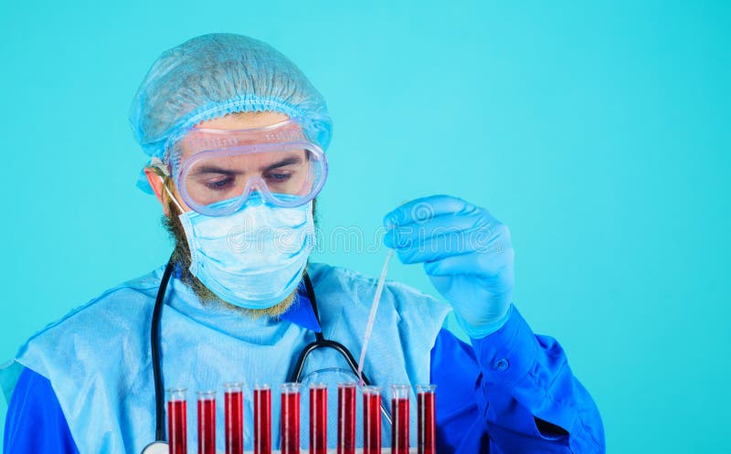 Blood Test. Lab Technician Working with Patient Blood Sample. Detection ...